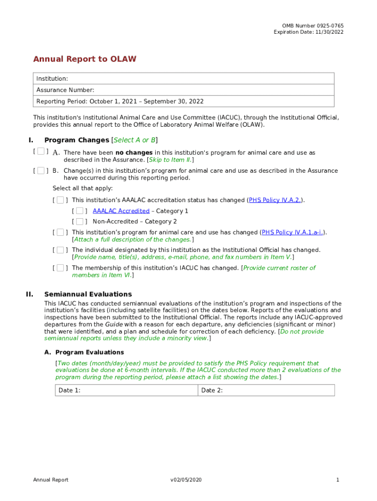 Office of the Institutional Animal Care and Use Committee Doc Template | pdfFiller