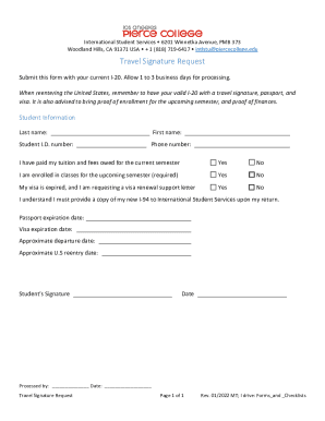 Fillable Online LAPC International Student Services Travel Signature Request Form Fax Email ...
