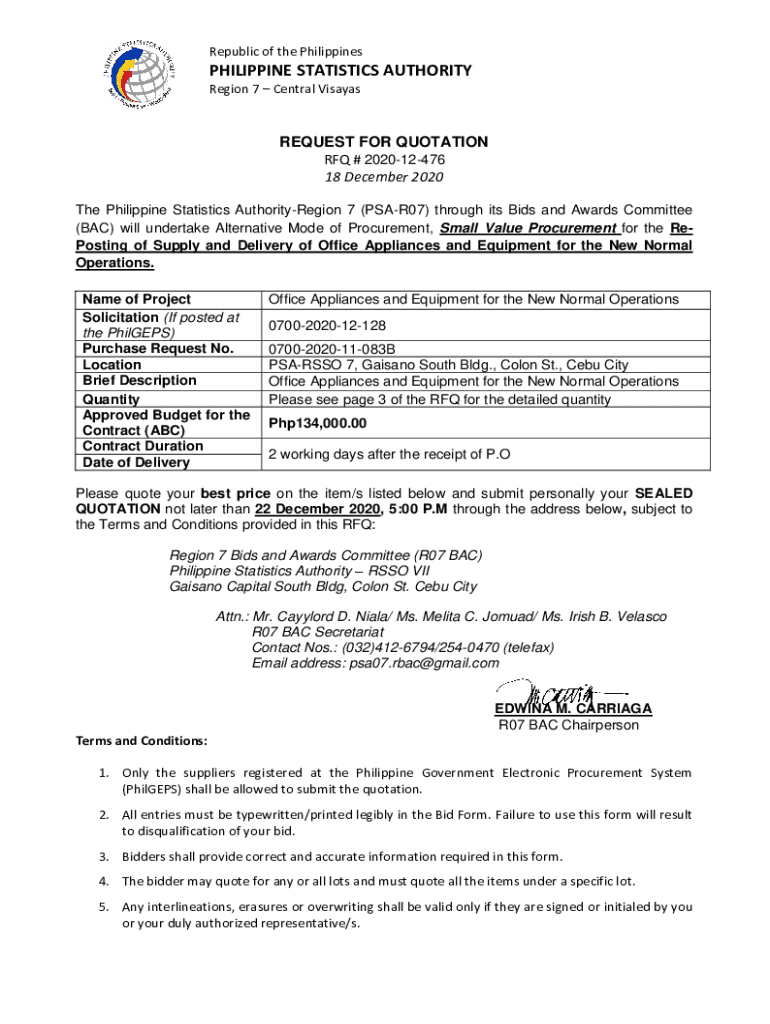 Fillable Online (BAC) will undertake Alternative Mode of Procurement ...