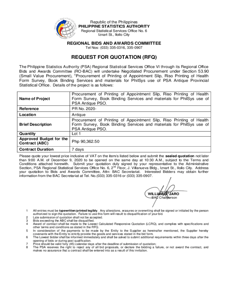 Fillable Online (Small Value Procurement), Procurement of Printing of Appointment Slip, Riso ...