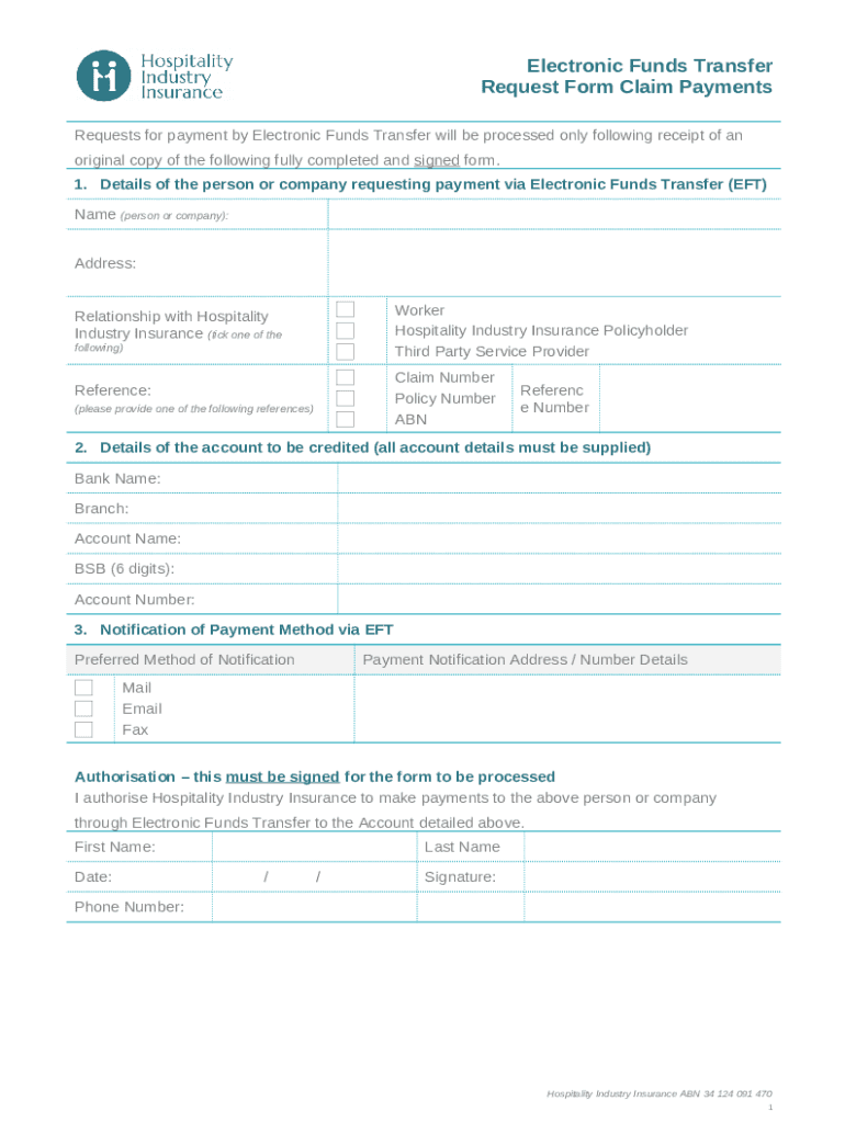 Hotel Employers Mutual - Electronic Funds Transfer (EFT) Request ...