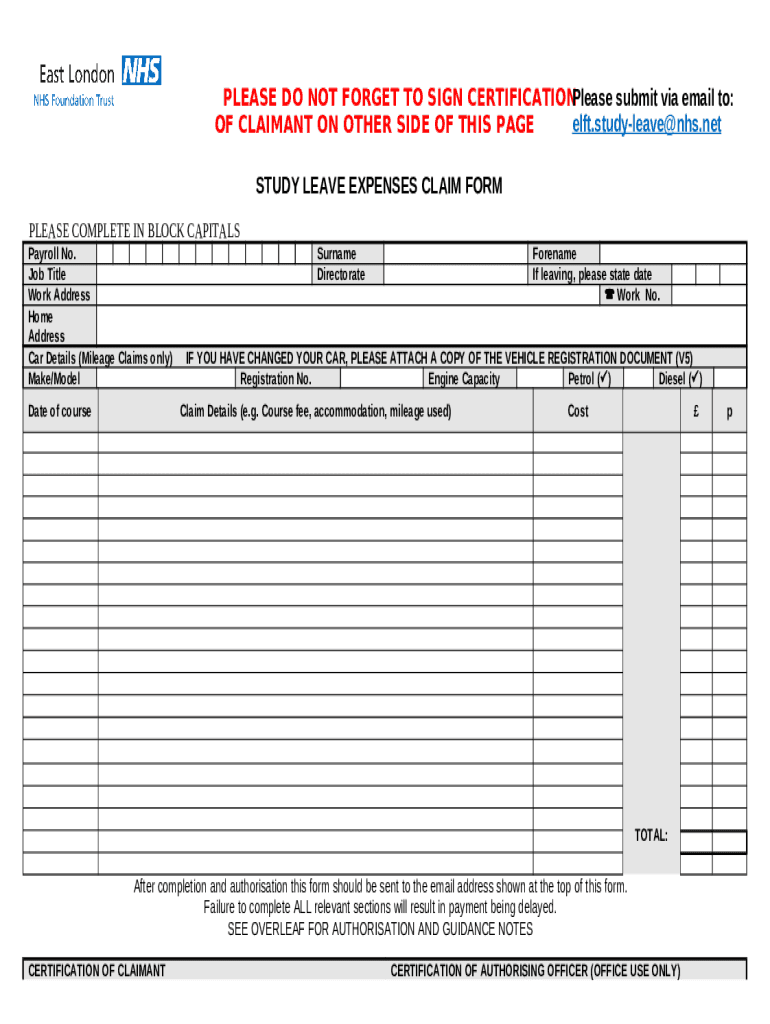 EXPENSES CLAIM Doc Template | pdfFiller
