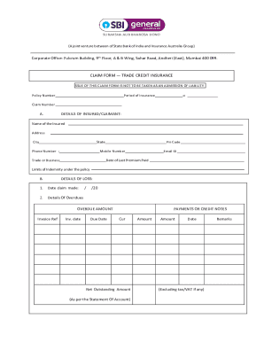 Fillable Online Trade Credit Insurance-Claim Form Fax Email Print ...
