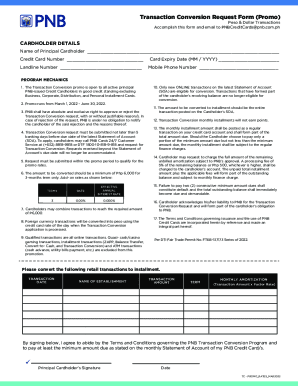 Fillable Online Transaction Conversion Request Form ... - PNB Credit ...