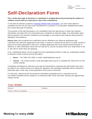 Criminal Record Self Declaration - Hackney Education Doc Template ...