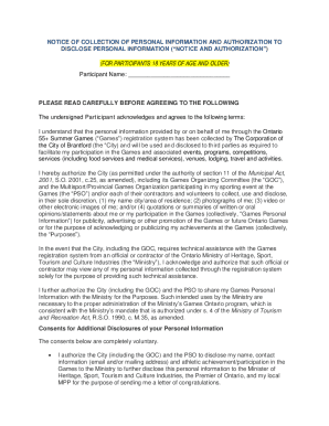 Fillable Online NOTICE OF COLLECTION OF PERSONAL INFORMATION ... Fax ...