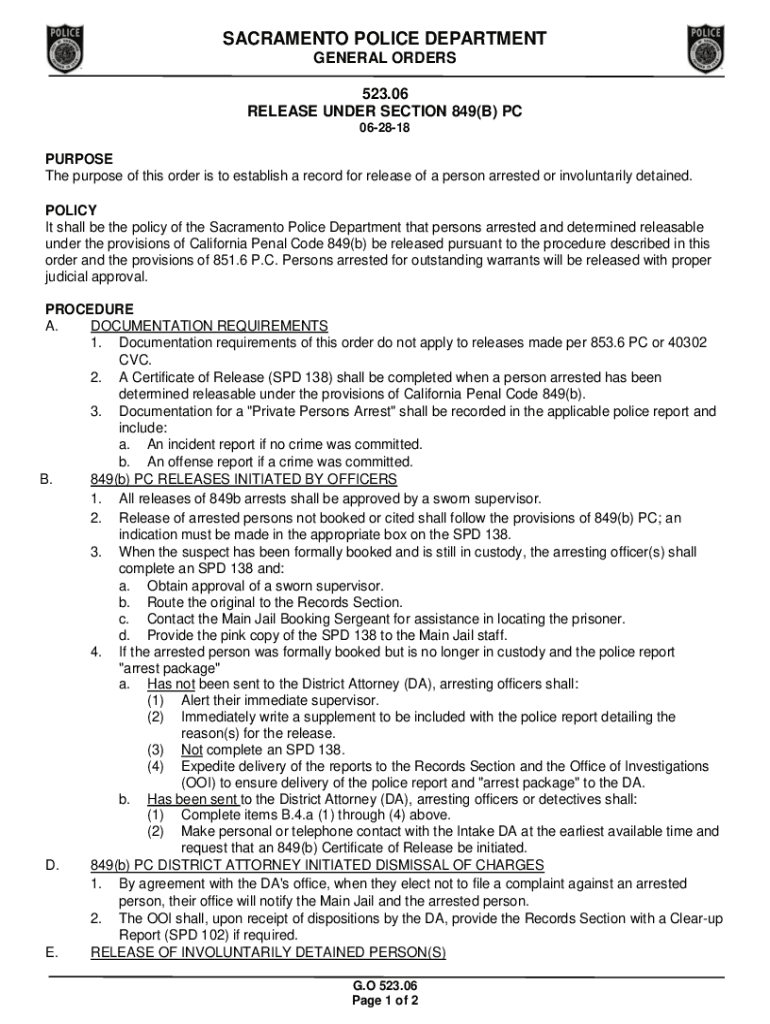 Fillable Online Field Release and/or Drop/Change of Charge Form PD ...