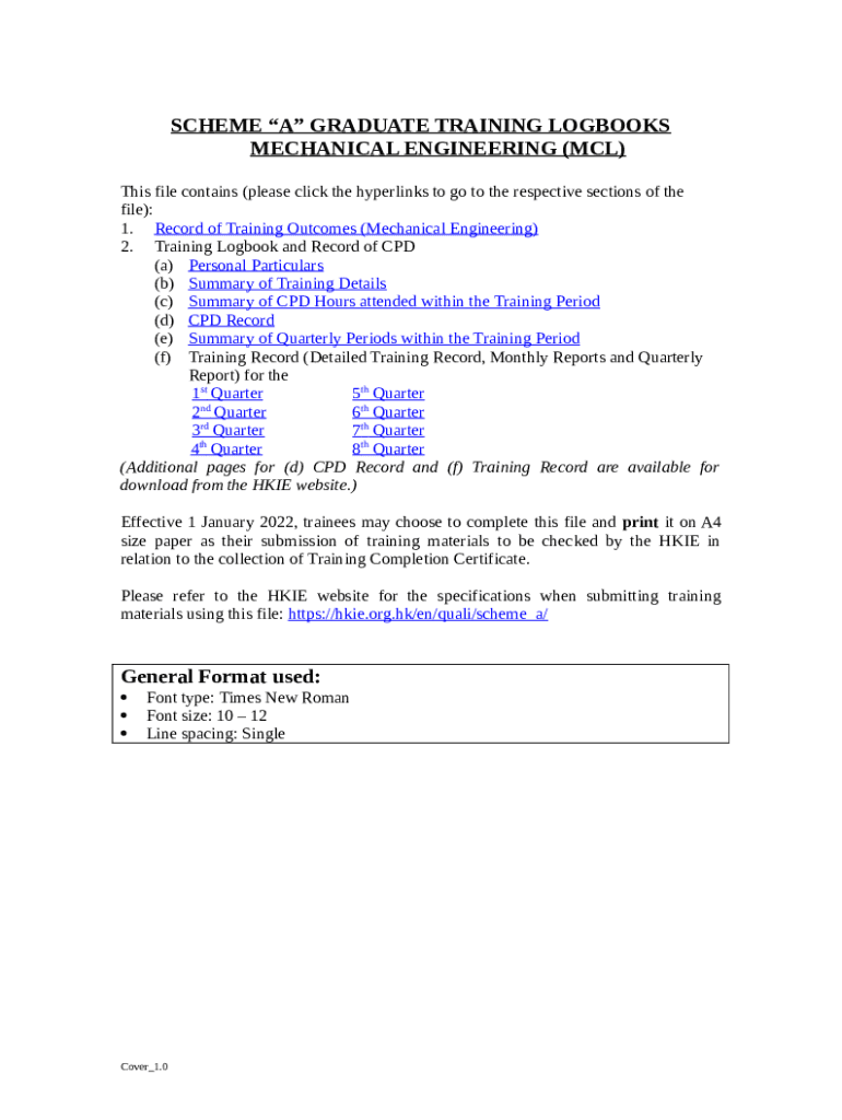 scheme a graduate training logbooks mechanical ... Doc Template | pdfFiller