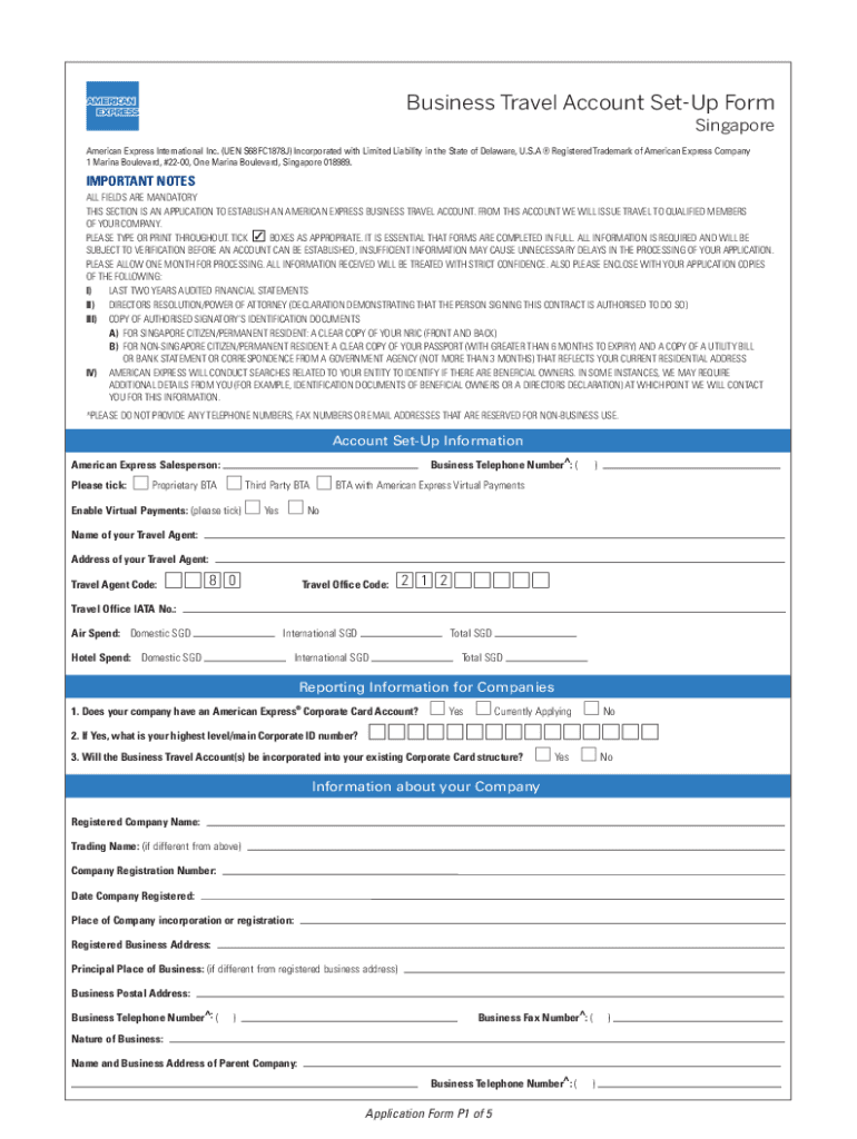 Fillable Online Business Travel Account Set-Up Form Fax Email Print - pdfFiller