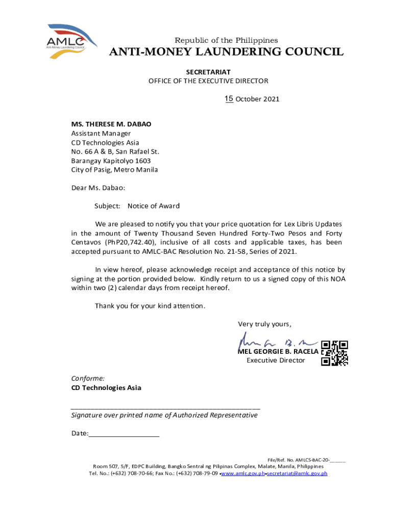 Fillable Online AMLC SECRETARIAT LAUNCHES NATIONWIDE AML ... Fax Email ...