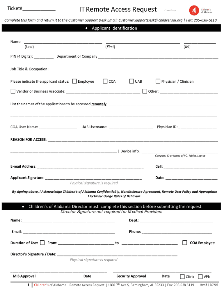 Fillable Online ITRemote Access Request Fax Email Print - pdfFiller