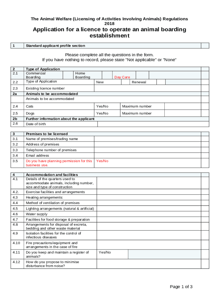 Animal boarding and day care Application Doc Template | pdfFiller