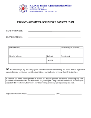 Fillable Online patient assignment of benefit & consent form Fax Email ...
