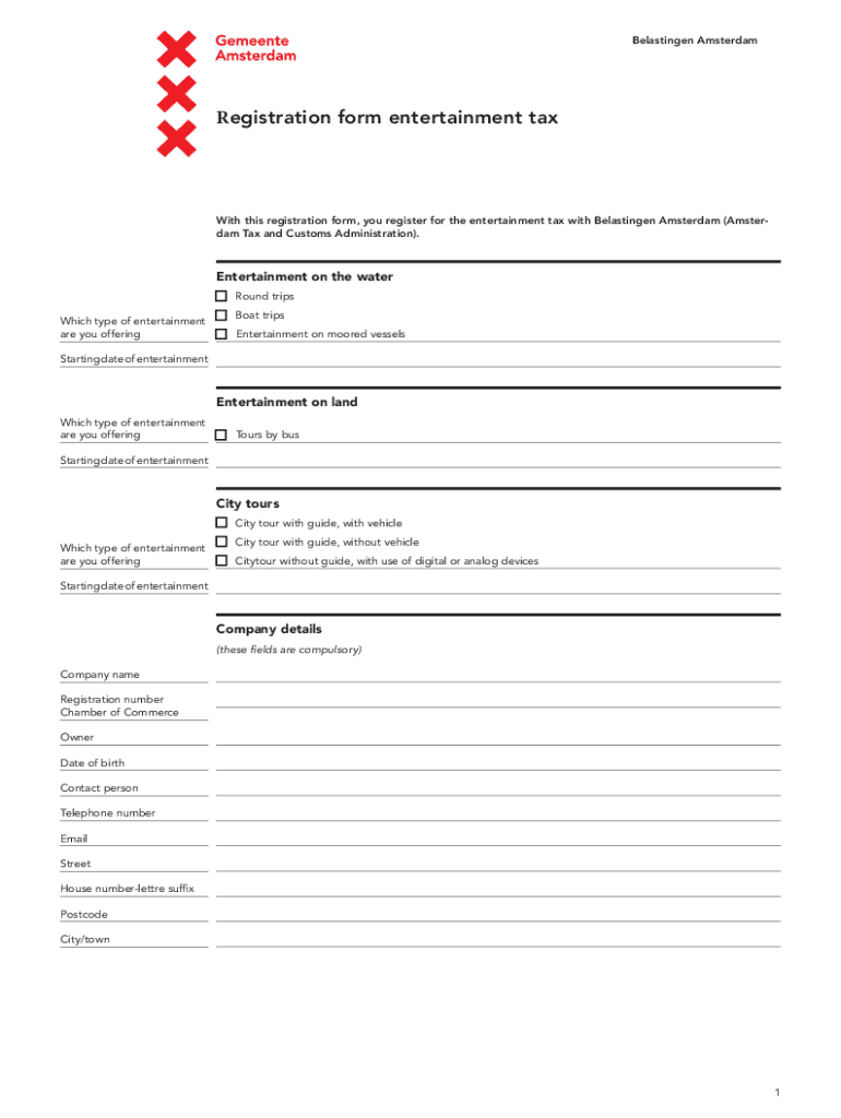Fillable Online Registration form entertainment tax. Registration form ...