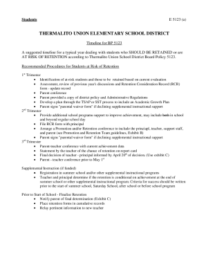 Fillable Online E 5123 Promotion and Retention Timeline Forms. ... Fax ...