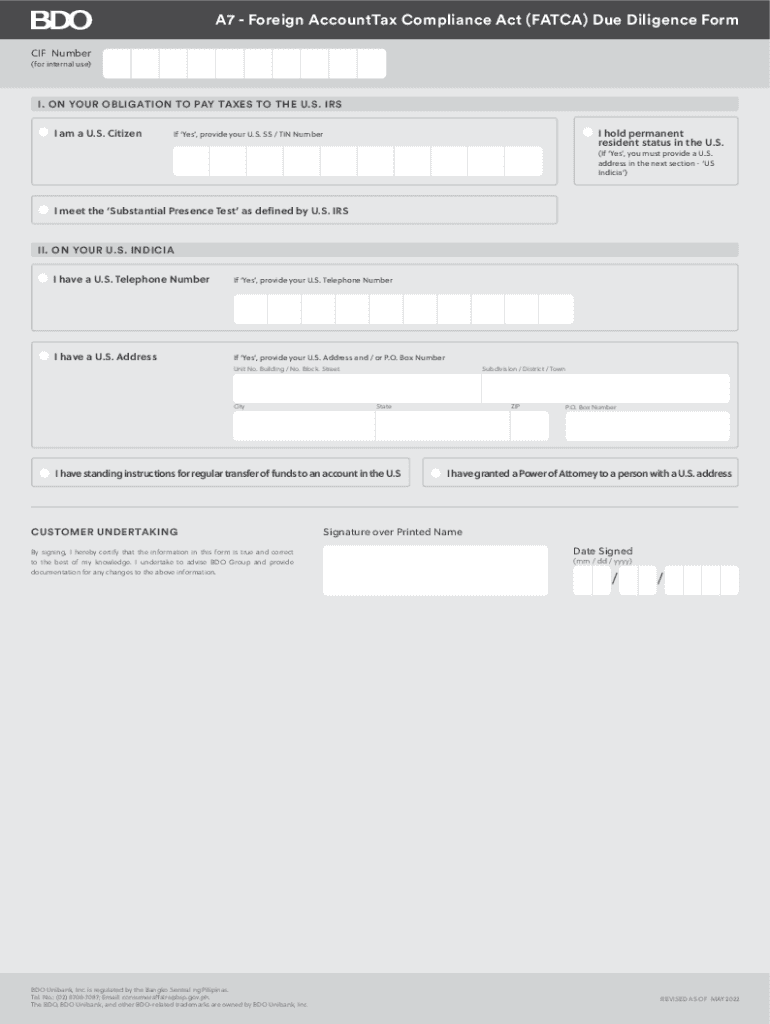 Fillable Online A7-FATCA-Due-Diligence-Form.pdf Fax Email Print - pdfFiller
