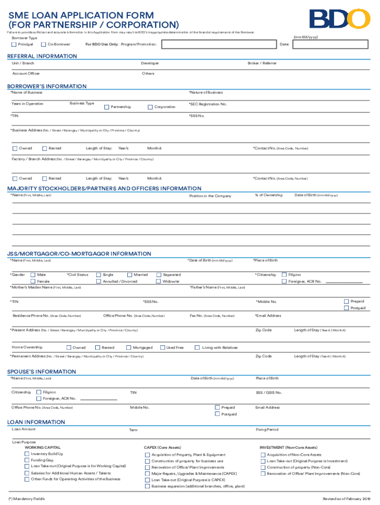 Fillable Online SME Loan Online Application Form - Home Fax Email Print ...