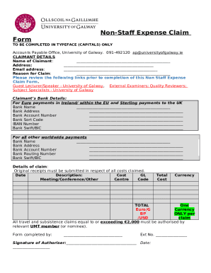 Non Staff Expense Claim Doc Template | pdfFiller