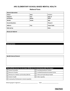 Fillable Online Referral Form for School Based Mental Health Services ...