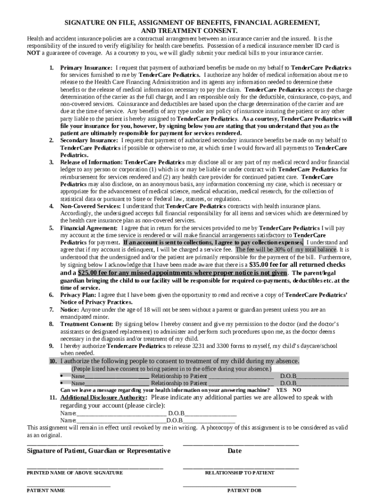 TenderCare Pediatrics Ind Doc Template | pdfFiller