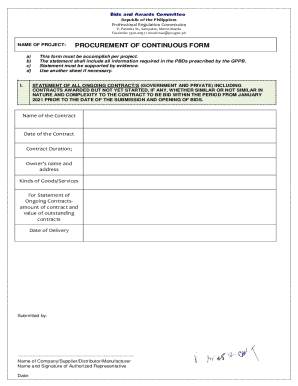 Fillable Online PROCUREMENT OF CONTINUOUS FORM Fax Email Print - pdfFiller