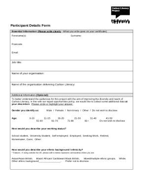 The Carbon Literacy Project - Participant Doc Template | pdfFiller