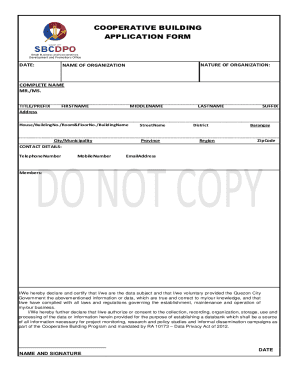 Fillable Online COOPERATIVE BUILDING APPLICATION FORM Fax Email Print ...