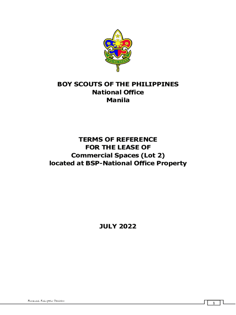 Fillable Online scouts org Invitation for Lease of BSP Commercial Spaces (Lot 1 & ... Fax Email ...