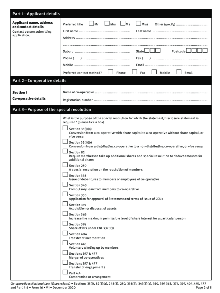 Fillable Online Form 16 - Application to approve statement/disclosure ...