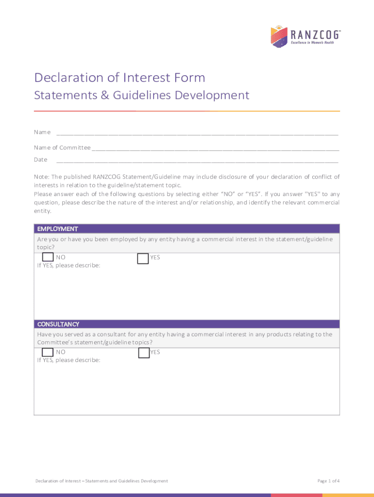 Fillable Online ranzcog edu How To Write a Statement of Interest (Plus ...
