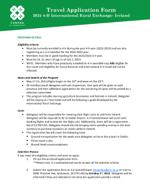 Fillable Online Travel Application Form Fax Email Print - pdfFiller