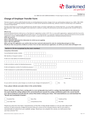 Fillable Online Fillable Online Employer Information Form for Bankmed ...