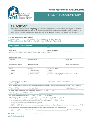 Fillable Online gov nu FANS APPLICATION COVER PAGE ! IMPORTANT Fax ...
