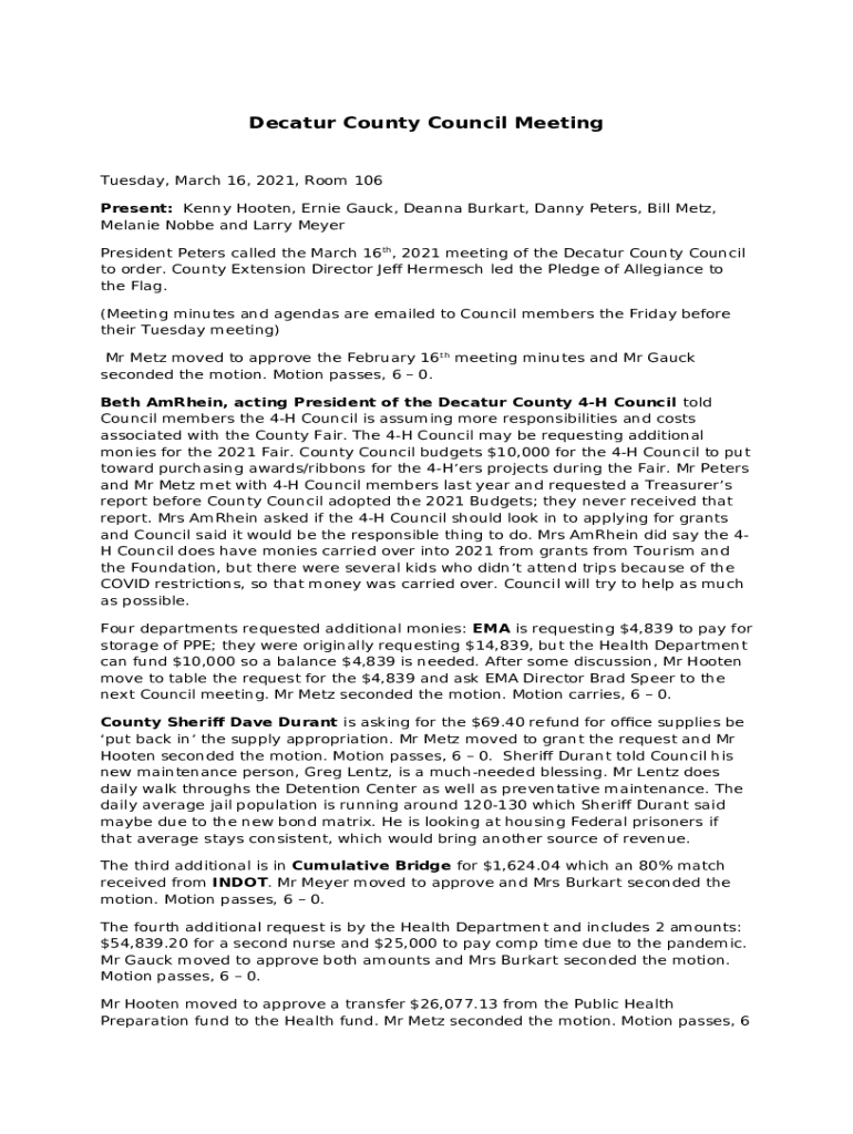 Present:Kenny Hooten, Ernie Gauck, Deanna Burkart, Danny Peters, Bill ...