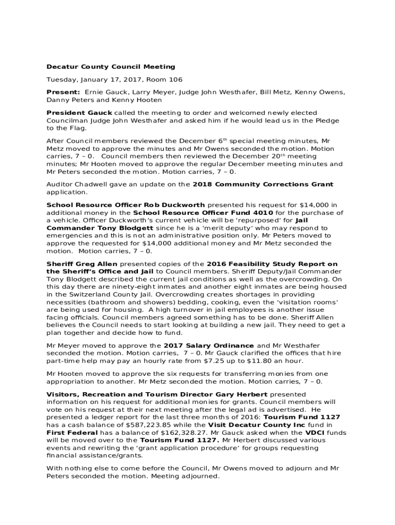 Present:Ernie Gauck, Larry Meyer, Judge John Westhafer, Bill Metz ...