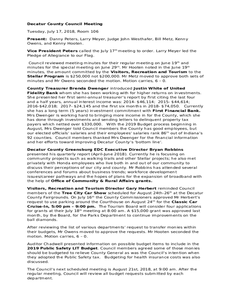 Present:Danny Peters, Larry Meyer, Judge John Westhafer, Bill Metz ...