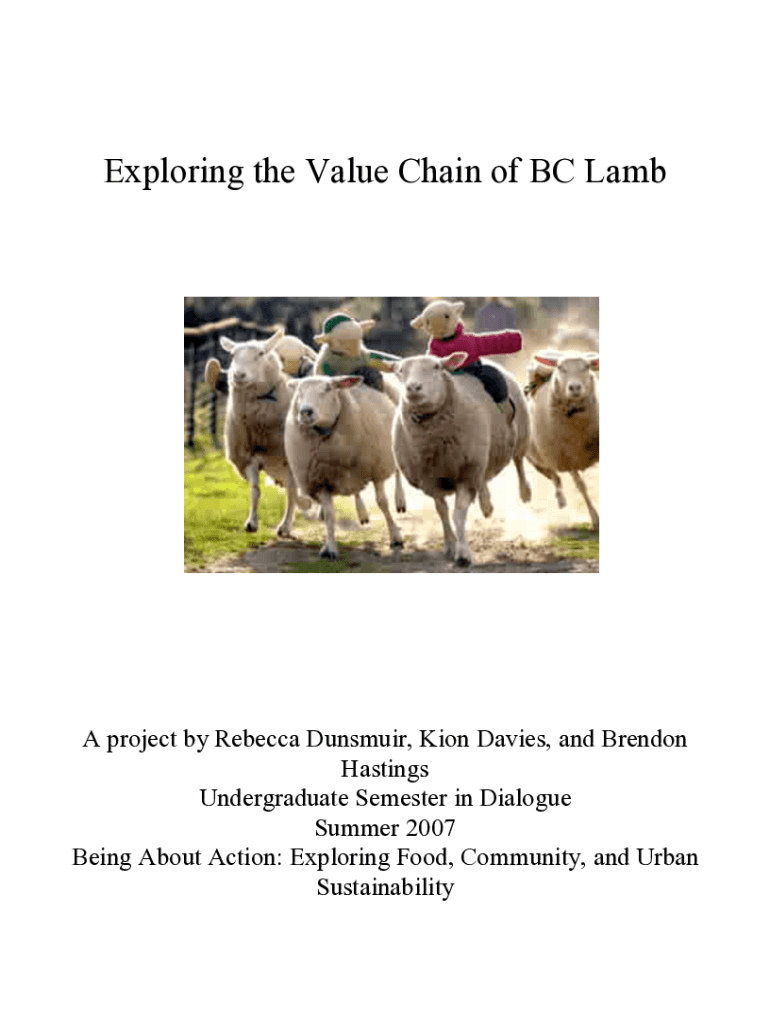 Fillable Online Exploring the Value Chain of BC Lamb Fax Email Print ...