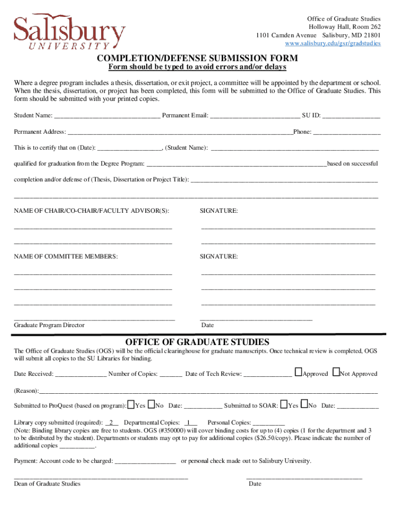 Fillable Online Scholarly Project Completion/Defense Submission Form Fax Email Print - pdfFiller