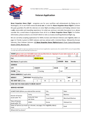 Fillable Online Veteran Application Form Fax Email Print - pdfFiller