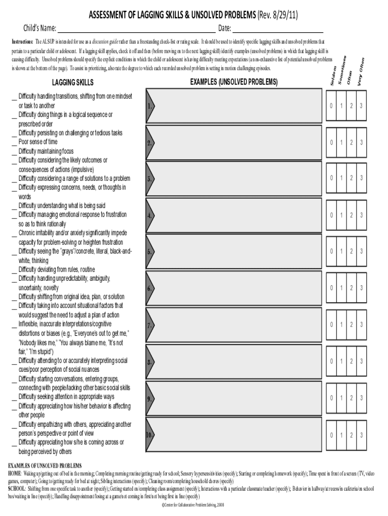 Fillable Online What Are the Lagging Skills Holding Your Child Back ...