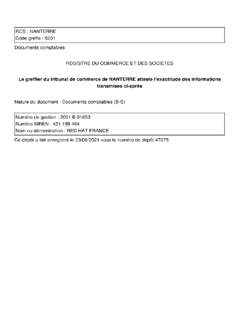 Remplissable En Ligne RED HAT FRANCE Faxer Email Imprimer - pdfFiller