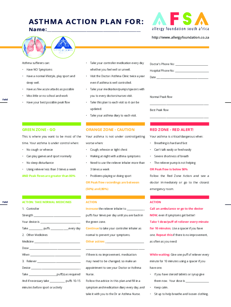 Fillable Online Do You Have an Asthma Action Plan? Fax Email Print ...