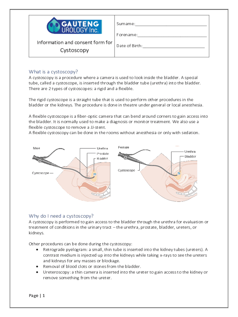 Fillable Online Cystoscopy to check for cancerTests and scans Fax Email ...