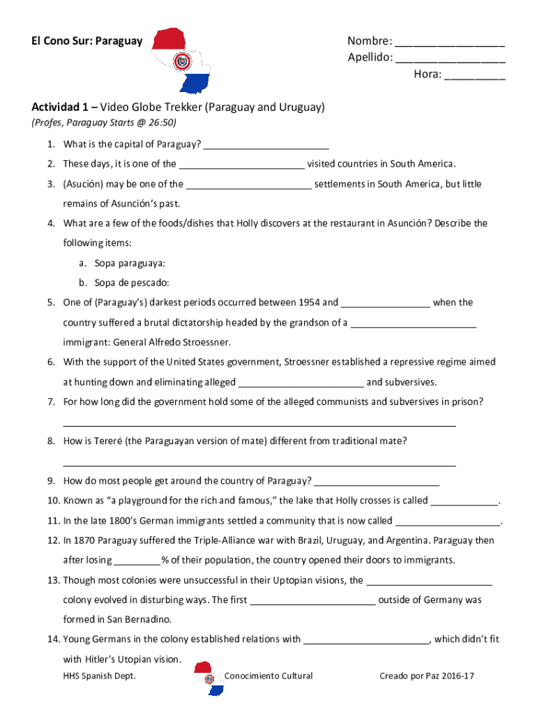 Fillable Online Globe Trekker - Uruguay & Paraguay : Holly Morris, Ian ...