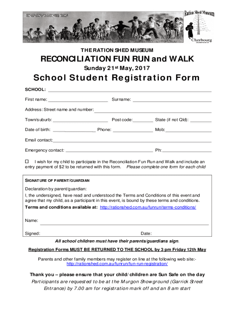 Fillable Online FUN-RUN-school-registration-form- ... Fax Email Print ...