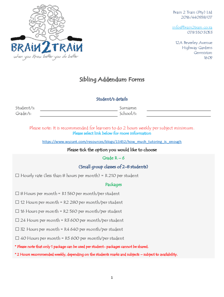 Fillable Online Sibling Addendum Forms Fax Email Print - pdfFiller