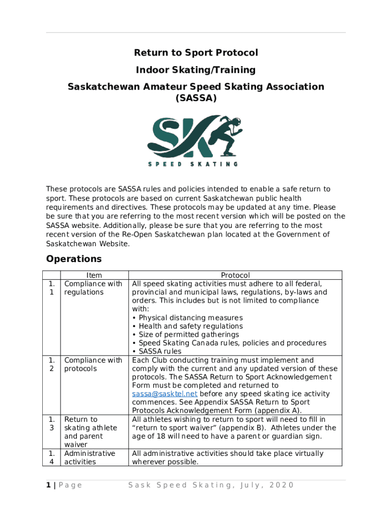 Return to Sport Protocol Indoor Skating/Training ... Doc Template ...
