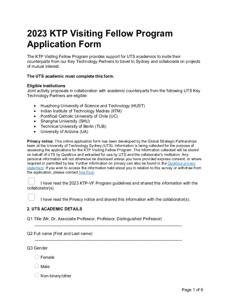 Fillable Online 2023 KTP Visiting Fellow Program Application Form Fax Email Print - pdfFiller