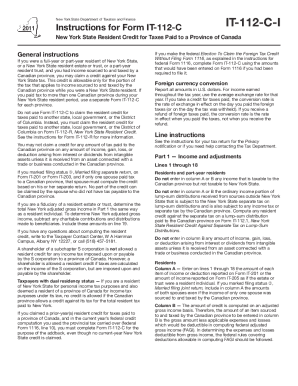 Fillable Online Form IT-112-C New York State Resident Credit for Taxes ...