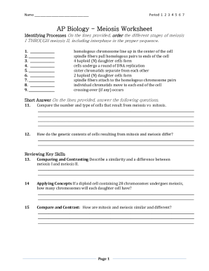 Fillable Online AP Biology - Meiosis Worksheet Fax Email Print - pdfFiller